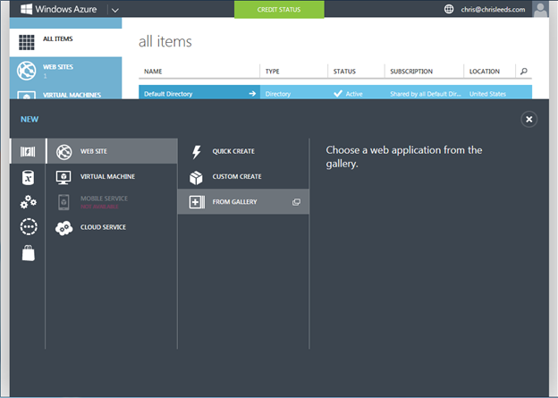 azure上创建项目_2分钟或更短时间内Windows Azure上的WordPress-CSDN博客